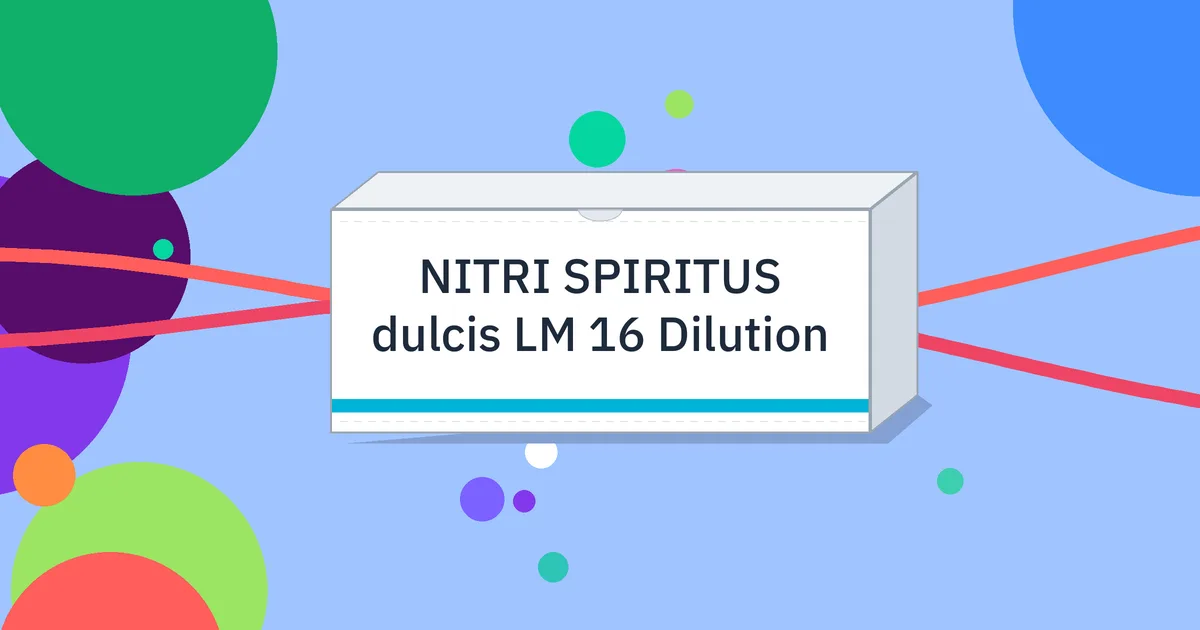 Symbolbild: Packung mit der Aufschrift NITRI SPIRITUS dulcis LM 16 Dilution (PZN 13619646) – Verfügbarkeit und Bezug in Apotheken in Frankfurt am Main
