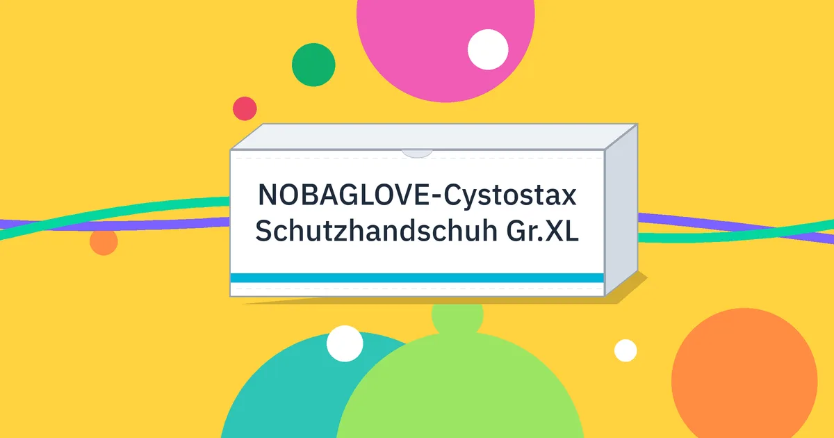 Symbolbild: Packung mit der Aufschrift NOBAGLOVE-Cystostax Schutzhandschuh Gr.XL (PZN 10086818) – Verfügbarkeit und Bezug in Apotheken in Frankfurt am Main