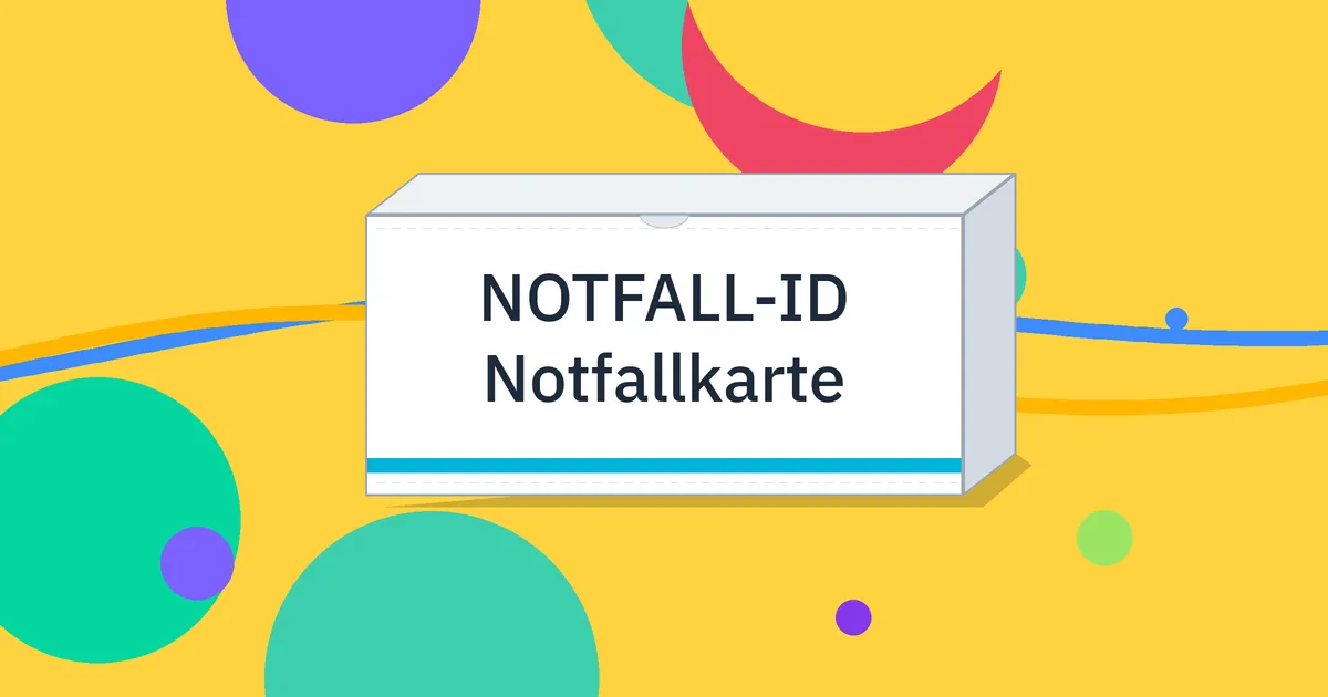 Symbolbild: Packung mit der Aufschrift NOTFALL-ID Notfallkarte (PZN 16203544) – Verfügbarkeit und Bezug in Apotheken in Frankfurt am Main