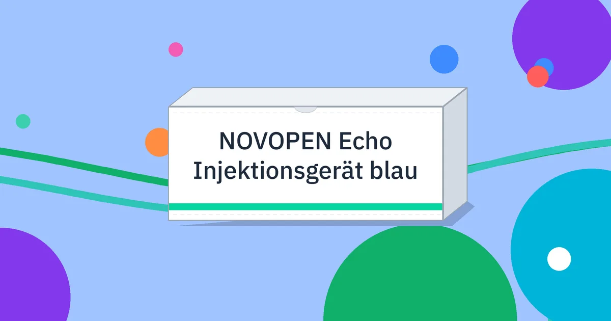Symbolbild: Packung mit der Aufschrift NOVOPEN Echo Injektionsgerät blau (PZN 12460474) – Verfügbarkeit und Bezug in Apotheken in Frankfurt am Main