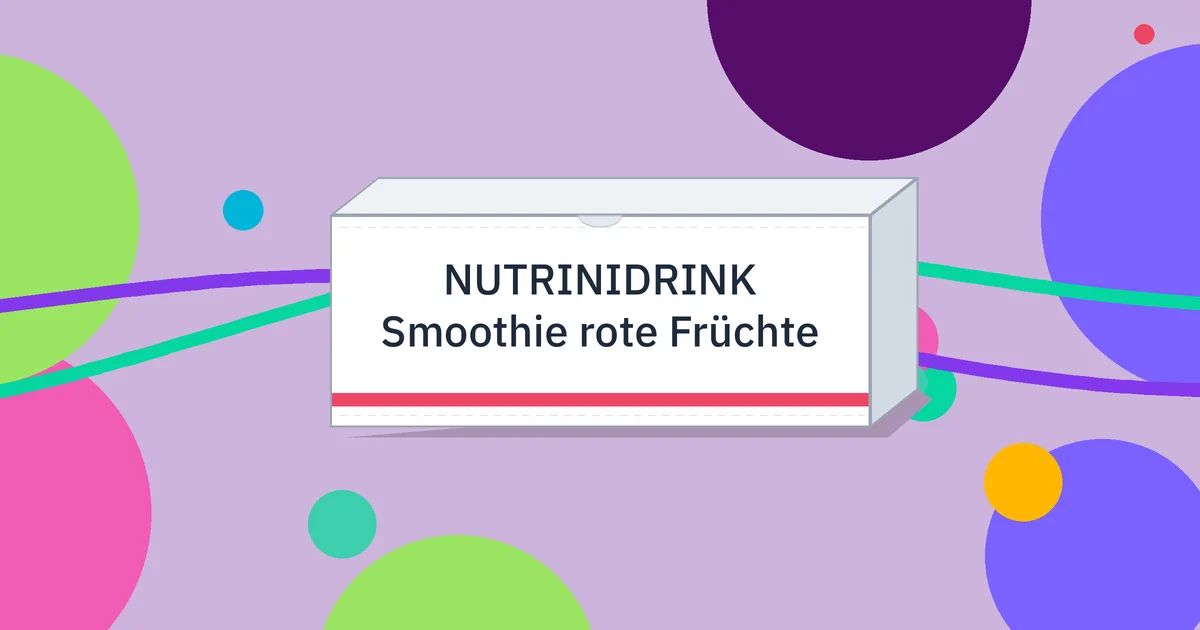 Symbolbild: Packung mit der Aufschrift NUTRINIDRINK Smoothie rote Früchte (PZN 09467277) – Verfügbarkeit und Bezug in Apotheken in Frankfurt am Main