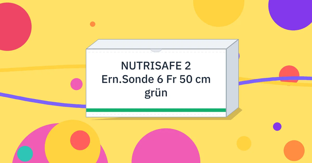 Symbolbild: Packung mit der Aufschrift NUTRISAFE 2 Ern.Sonde 6 Fr 50 cm grün (PZN 12907478) – Verfügbarkeit und Bezug in Apotheken in Frankfurt am Main