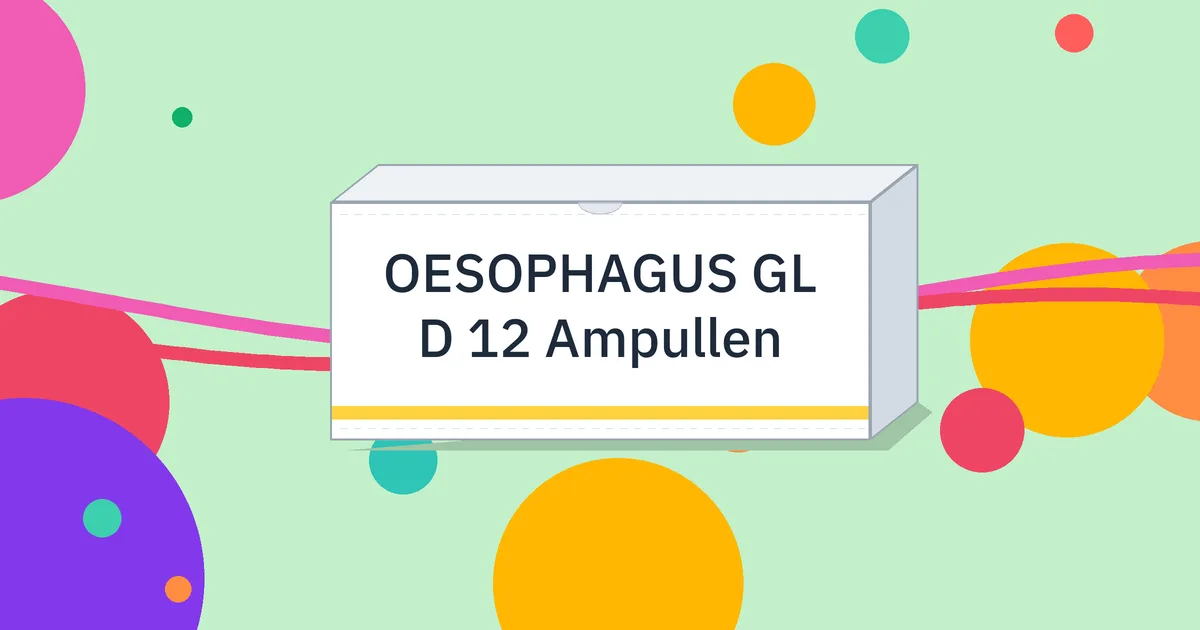 Symbolbild: Packung mit der Aufschrift OESOPHAGUS GL D 12 Ampullen (PZN 02944254) – Verfügbarkeit und Bezug in Apotheken in Frankfurt am Main
