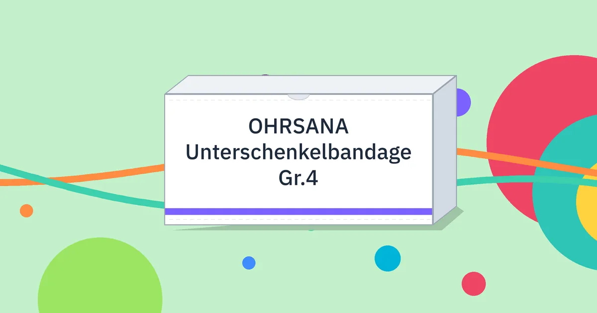 Symbolbild: Packung mit der Aufschrift OHRSANA Unterschenkelbandage Gr.4 (PZN 02669718) – Verfügbarkeit und Bezug in Apotheken in Frankfurt am Main