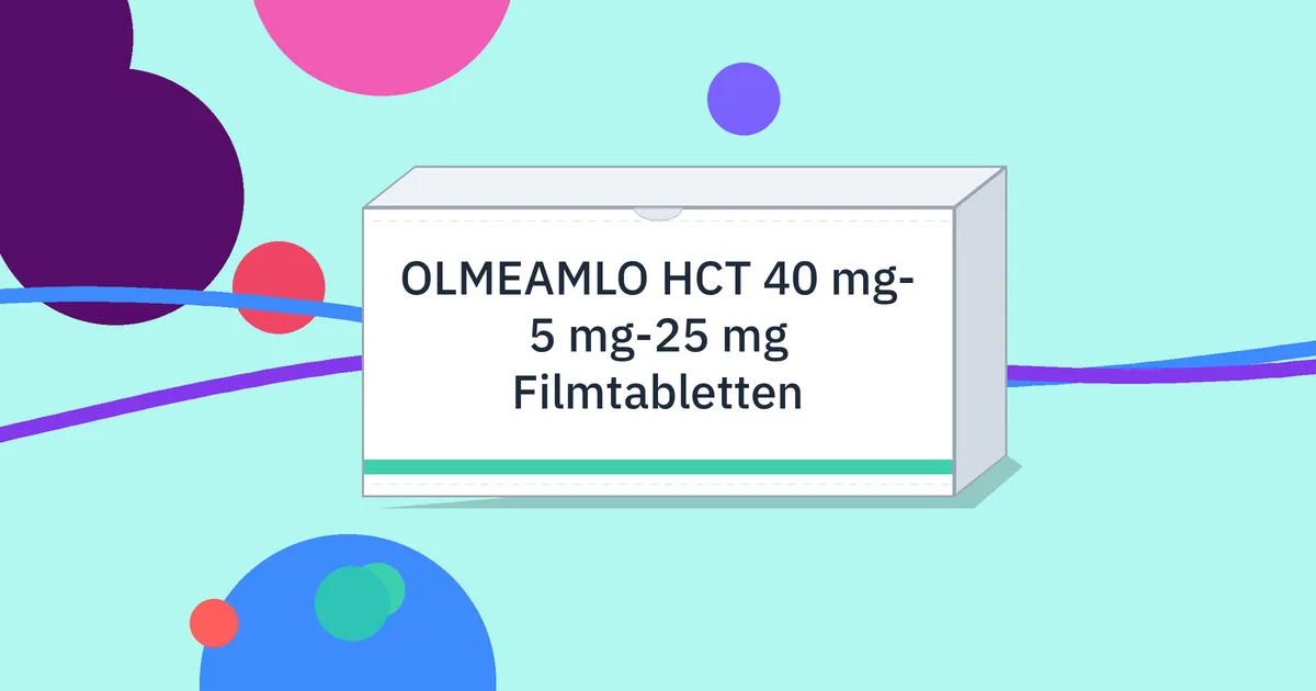 Symbolbild: Packung mit der Aufschrift OLMEAMLO HCT 40 mg-5 mg-25 mg Filmtabletten (PZN 16784647) – Verfügbarkeit und Bezug in Apotheken in Frankfurt am Main