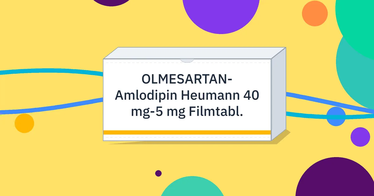 Symbolbild: Packung mit der Aufschrift OLMESARTAN-Amlodipin Heumann 40 mg-5 mg Filmtabl. (PZN 14214839) – Verfügbarkeit und Bezug in Apotheken in Frankfurt am Main