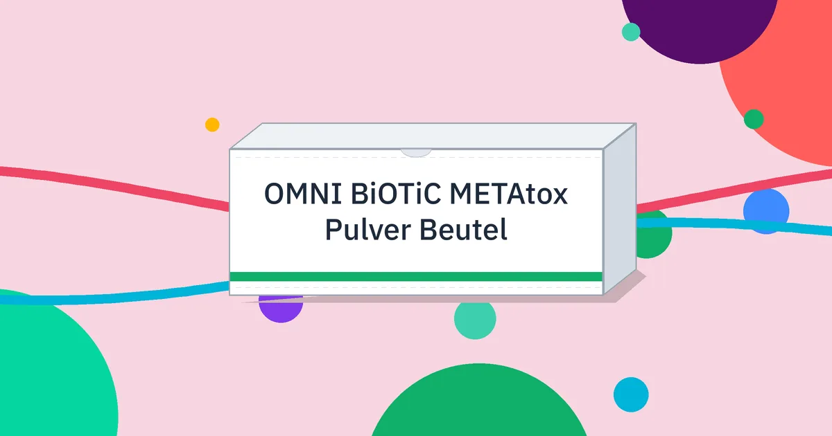 Symbolbild: Packung mit der Aufschrift OMNI BiOTiC METAtox Pulver Beutel (PZN 17458393) – Verfügbarkeit und Bezug in Apotheken in Frankfurt am Main