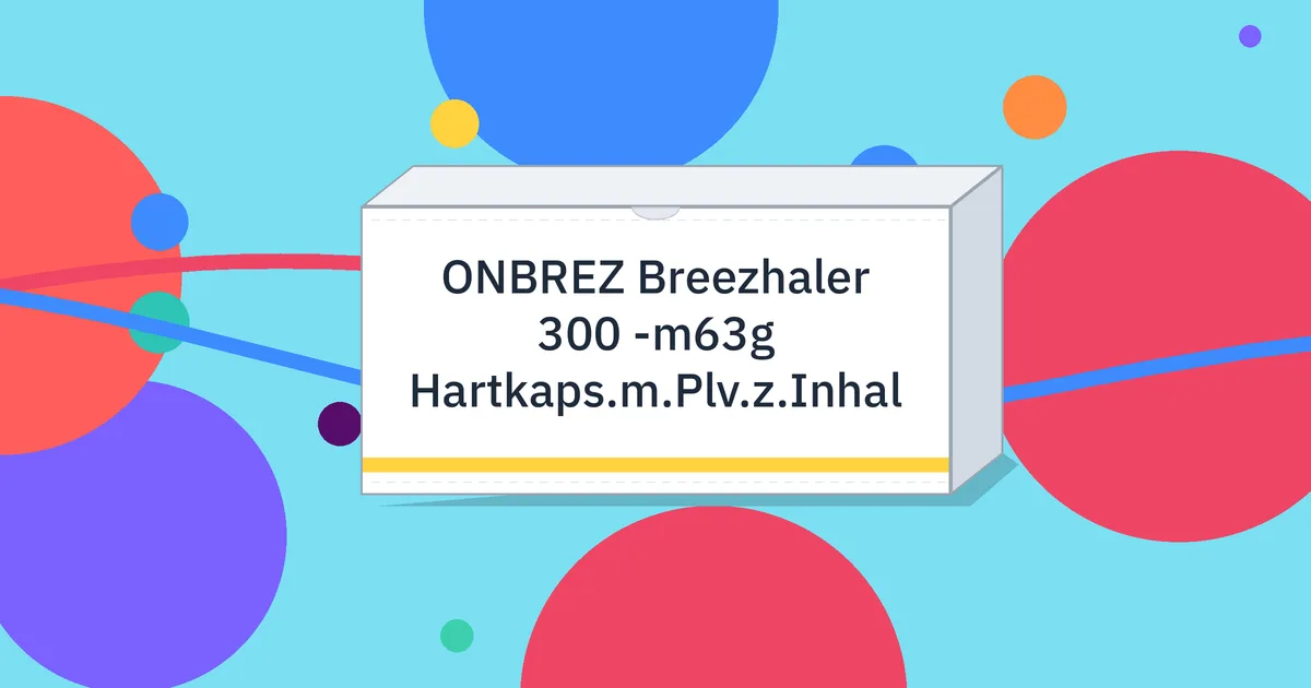 Symbolbild: Packung mit der Aufschrift ONBREZ Breezhaler 300 -m63g Hartkaps.m.Plv.z.Inhal (PZN 17936970) – Verfügbarkeit und Bezug in Apotheken in Frankfurt am Main