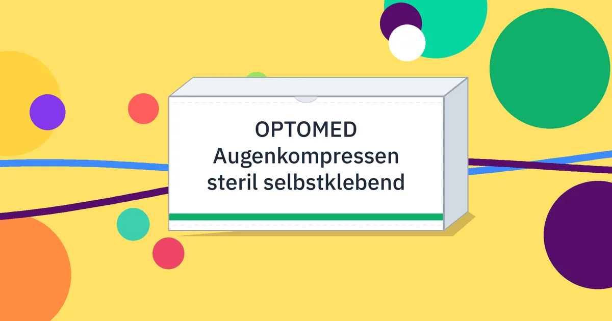 Symbolbild: Packung mit der Aufschrift OPTOMED Augenkompressen steril selbstklebend (PZN 09947020) – Verfügbarkeit und Bezug in Apotheken in Frankfurt am Main