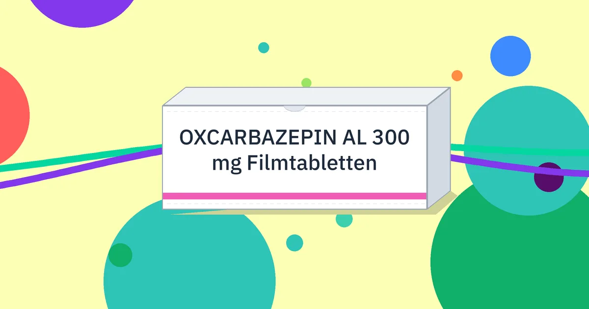 Symbolbild: Packung mit der Aufschrift OXCARBAZEPIN AL 300 mg Filmtabletten (PZN 01719851) – Verfügbarkeit und Bezug in Apotheken in Frankfurt am Main