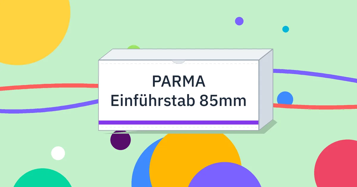 Symbolbild: Packung mit der Aufschrift PARMA Einführstab 85mm (PZN 01734744) – Verfügbarkeit und Bezug in Apotheken in Frankfurt am Main