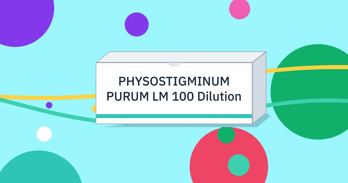 Symbolbild: Packung mit der Aufschrift PHYSOSTIGMINUM PURUM LM 100 Dilution (PZN 13036100) – Verfügbarkeit und Bezug in Apotheken in Frankfurt am Main