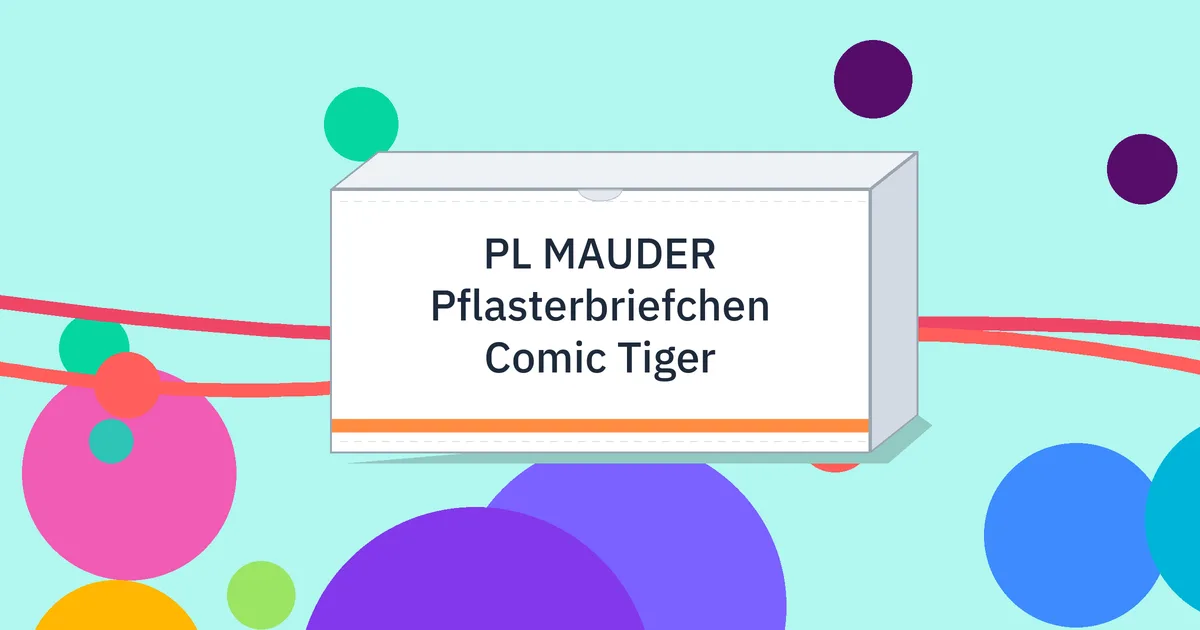 Symbolbild: Packung mit der Aufschrift PL MAUDER Pflasterbriefchen Comic Tiger (PZN 19435752) – Verfügbarkeit und Bezug in Apotheken in Frankfurt am Main