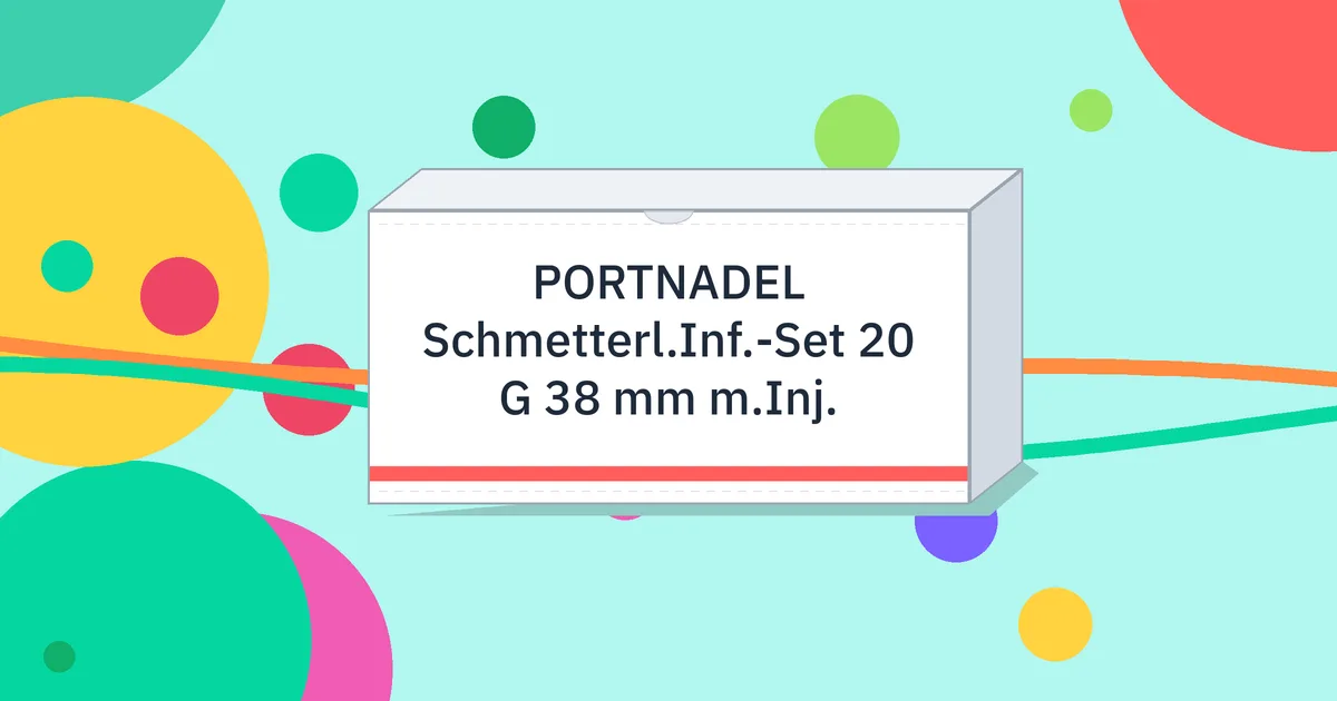 Symbolbild: Packung mit der Aufschrift PORTNADEL Schmetterl.Inf.-Set 20 G 38 mm m.Inj. (PZN 02756185) – Verfügbarkeit und Bezug in Apotheken in Frankfurt am Main