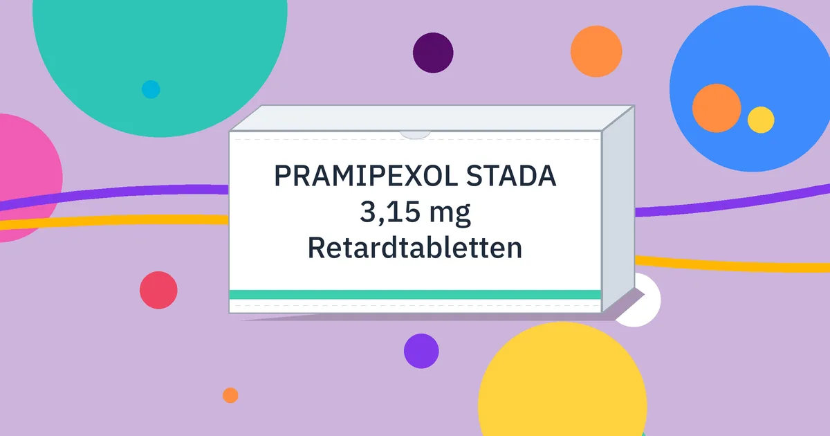 Symbolbild: Packung mit der Aufschrift PRAMIPEXOL STADA 3,15 mg Retardtabletten (PZN 16733118) – Verfügbarkeit und Bezug in Apotheken in Frankfurt am Main