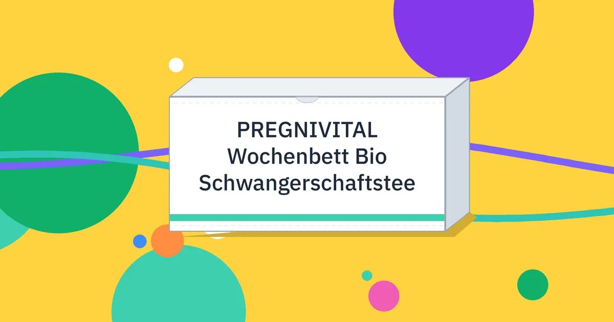 Symbolbild: Packung mit der Aufschrift PREGNIVITAL Wochenbett Bio Schwangerschaftstee (PZN 19394326) – Verfügbarkeit und Bezug in Apotheken in Frankfurt am Main