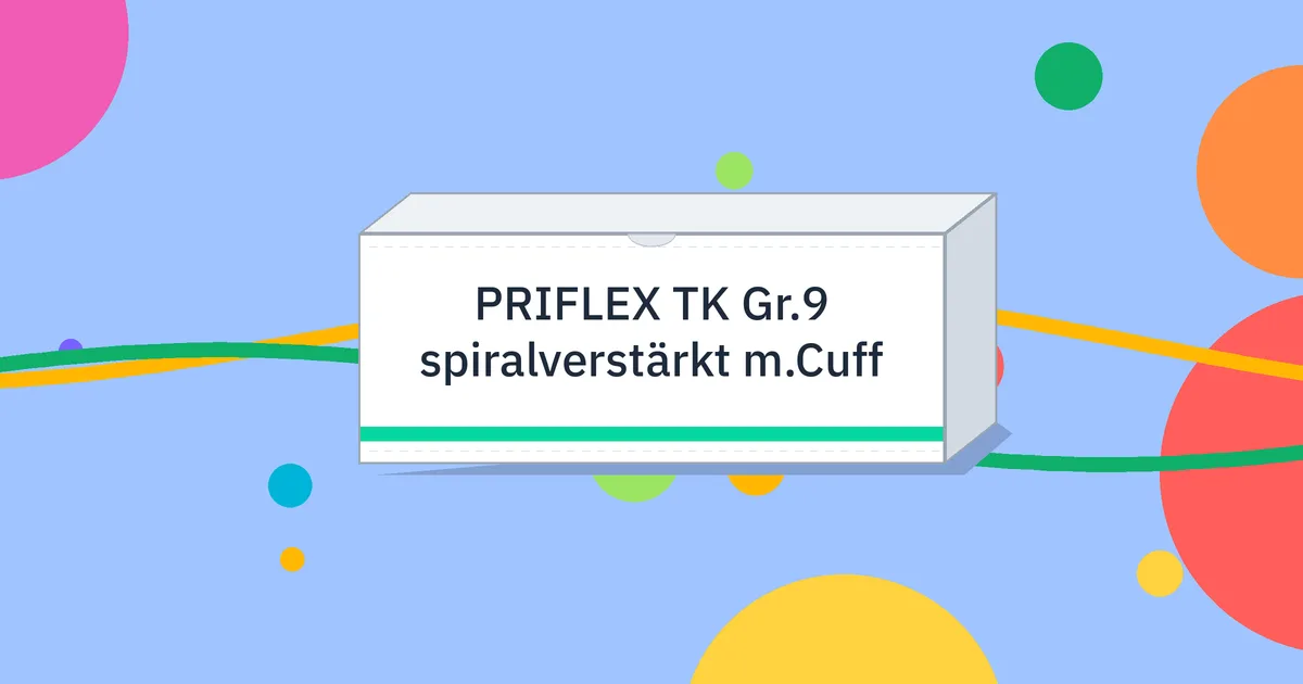 Symbolbild: Packung mit der Aufschrift PRIFLEX TK Gr.9 spiralverstärkt m.Cuff (PZN 10287563) – Verfügbarkeit und Bezug in Apotheken in Frankfurt am Main