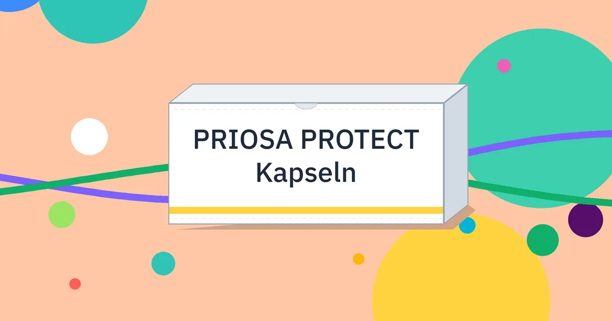 Symbolbild: Packung mit der Aufschrift PRIOSA PROTECT Kapseln (PZN 16778888) – Verfügbarkeit und Bezug in Apotheken in Frankfurt am Main