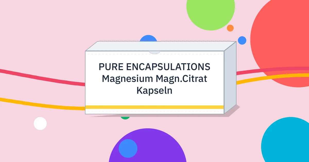 Symbolbild: Packung mit der Aufschrift PURE ENCAPSULATIONS Magnesium Magn.Citrat Kapseln (PZN 05132634) – Verfügbarkeit und Bezug in Apotheken in Frankfurt am Main