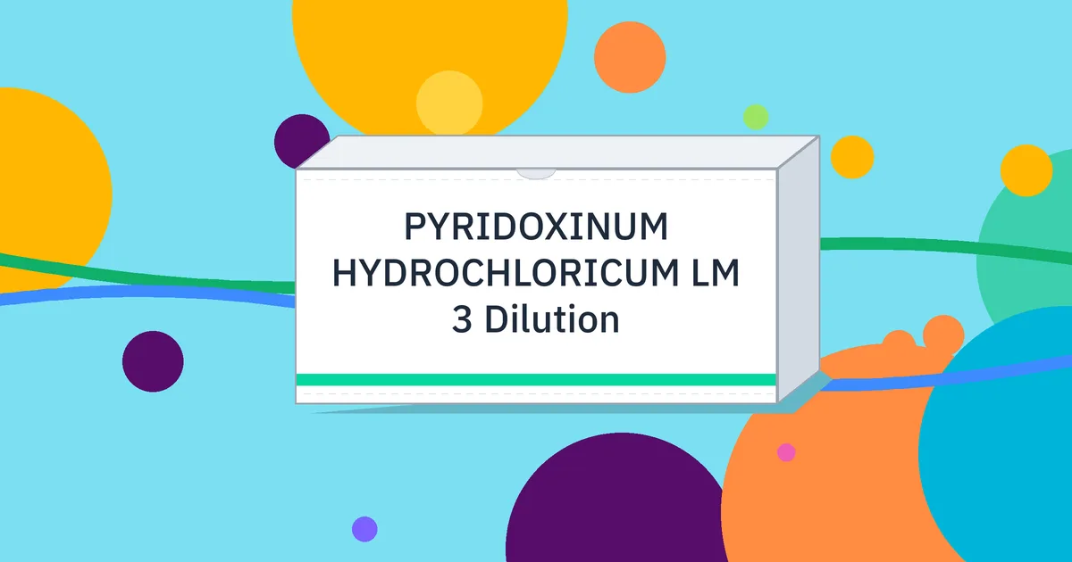 Symbolbild: Packung mit der Aufschrift PYRIDOXINUM HYDROCHLORICUM LM 3 Dilution (PZN 13672155) – Verfügbarkeit und Bezug in Apotheken in Frankfurt am Main