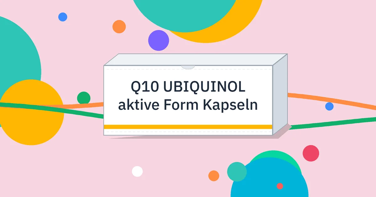 Symbolbild: Packung mit der Aufschrift Q10 UBIQUINOL aktive Form Kapseln (PZN 17891003) – Verfügbarkeit und Bezug in Apotheken in Frankfurt am Main