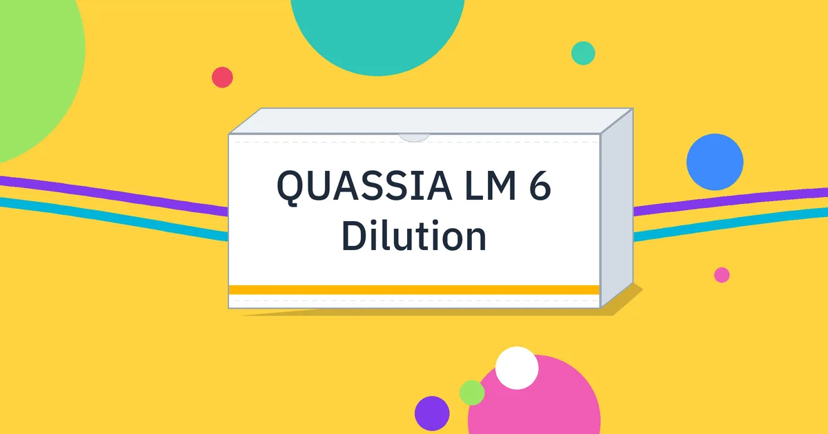 Symbolbild: Packung mit der Aufschrift QUASSIA LM 6 Dilution (PZN 13673120) – Verfügbarkeit und Bezug in Apotheken in Frankfurt am Main