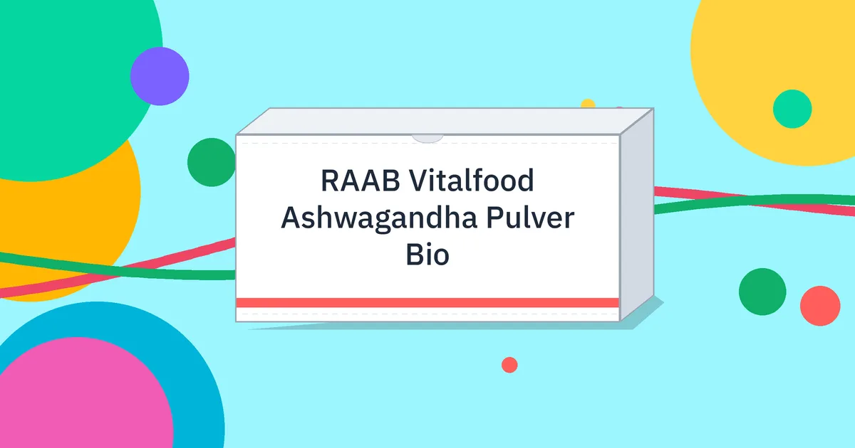 Symbolbild: Packung mit der Aufschrift RAAB Vitalfood Ashwagandha Pulver Bio (PZN 19304866) – Verfügbarkeit und Bezug in Apotheken in Frankfurt am Main