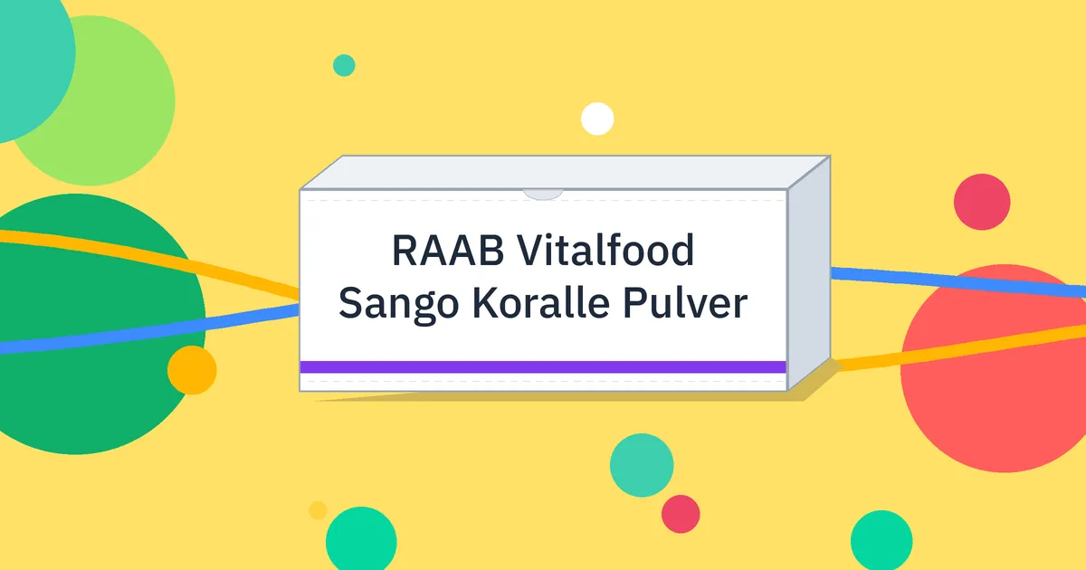 Symbolbild: Packung mit der Aufschrift RAAB Vitalfood Sango Koralle Pulver (PZN 20338505) – Verfügbarkeit und Bezug in Apotheken in Frankfurt am Main