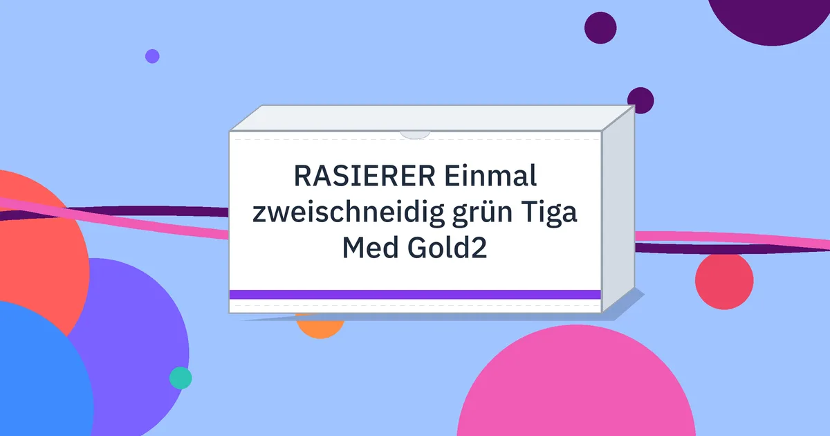 Symbolbild: Packung mit der Aufschrift RASIERER Einmal zweischneidig grün Tiga Med Gold2 (PZN 09254328) – Verfügbarkeit und Bezug in Apotheken in Frankfurt am Main