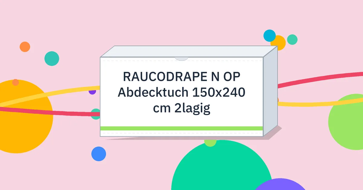 Symbolbild: Packung mit der Aufschrift RAUCODRAPE N OP Abdecktuch 150x240 cm 2lagig (PZN 06706988) – Verfügbarkeit und Bezug in Apotheken in Frankfurt am Main