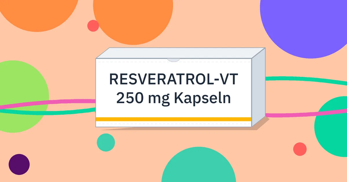 Symbolbild: Packung mit der Aufschrift RESVERATROL-VT 250 mg Kapseln (PZN 17965701) – Verfügbarkeit und Bezug in Apotheken in Frankfurt am Main
