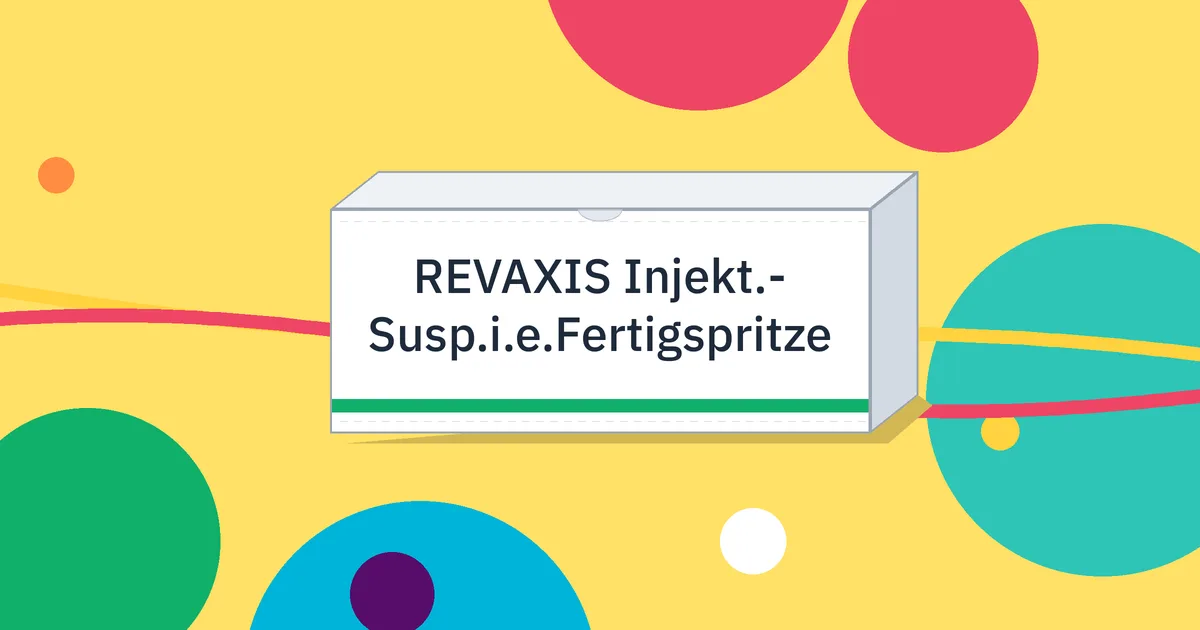 Symbolbild: Packung mit der Aufschrift REVAXIS Injekt.-Susp.i.e.Fertigspritze (PZN 02743490) – Verfügbarkeit und Bezug in Apotheken in Frankfurt am Main