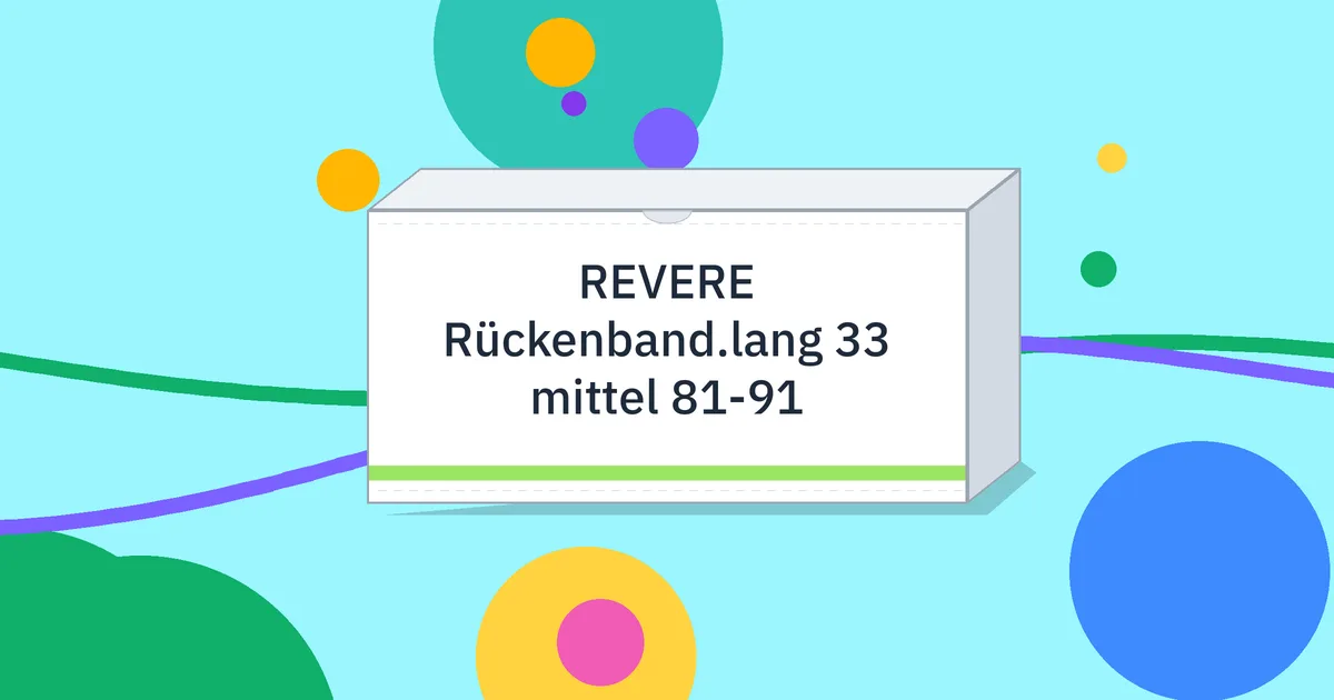Symbolbild: Packung mit der Aufschrift REVERE Rückenband.lang 33 mittel 81-91 (PZN 04498008) – Verfügbarkeit und Bezug in Apotheken in Frankfurt am Main