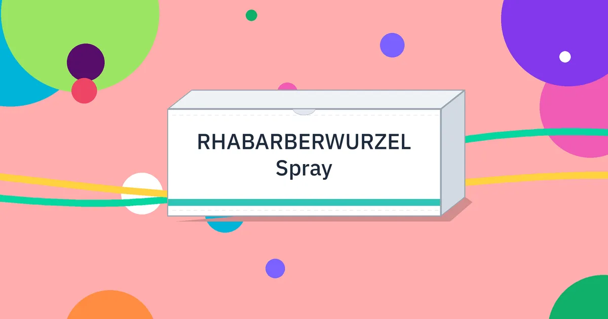 Symbolbild: Packung mit der Aufschrift RHABARBERWURZEL Spray (PZN 11873984) – Verfügbarkeit und Bezug in Apotheken in Frankfurt am Main