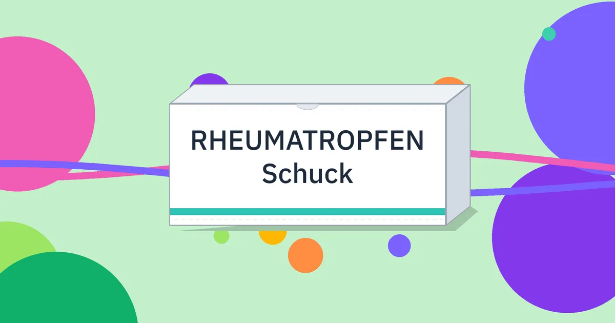 Symbolbild: Packung mit der Aufschrift RHEUMATROPFEN Schuck (PZN 04890893) – Verfügbarkeit und Bezug in Apotheken in Frankfurt am Main