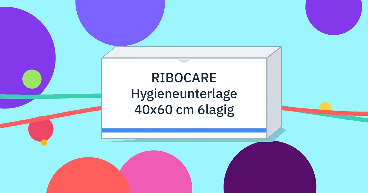 Symbolbild: Packung mit der Aufschrift RIBOCARE Hygieneunterlage 40x60 cm 6lagig (PZN 13587656) – Verfügbarkeit und Bezug in Apotheken in Frankfurt am Main