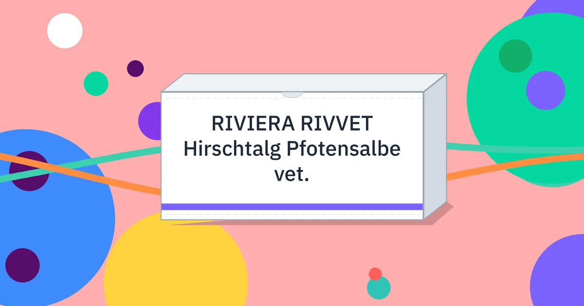 Symbolbild: Packung mit der Aufschrift RIVIERA RIVVET Hirschtalg Pfotensalbe vet. (PZN 19303134) – Verfügbarkeit und Bezug in Apotheken in Frankfurt am Main