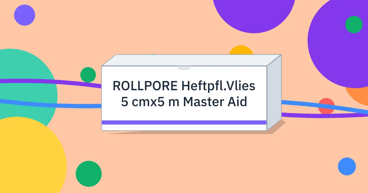Symbolbild: Packung mit der Aufschrift ROLLPORE Heftpfl.Vlies 5 cmx5 m Master Aid (PZN 20128819) – Verfügbarkeit und Bezug in Apotheken in Frankfurt am Main