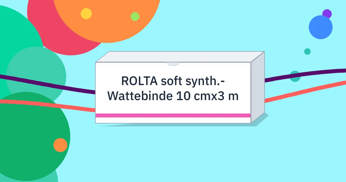 Symbolbild: Packung mit der Aufschrift ROLTA soft synth.-Wattebinde 10 cmx3 m (PZN 18364263) – Verfügbarkeit und Bezug in Apotheken in Frankfurt am Main