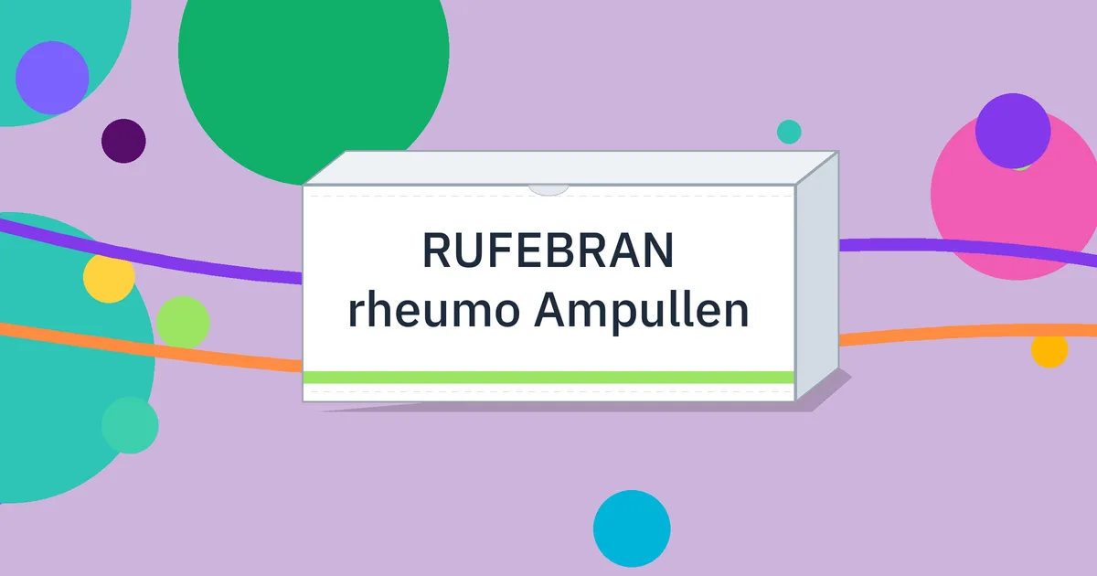 Symbolbild: Packung mit der Aufschrift RUFEBRAN rheumo Ampullen (PZN 01085211) – Verfügbarkeit und Bezug in Apotheken in Frankfurt am Main
