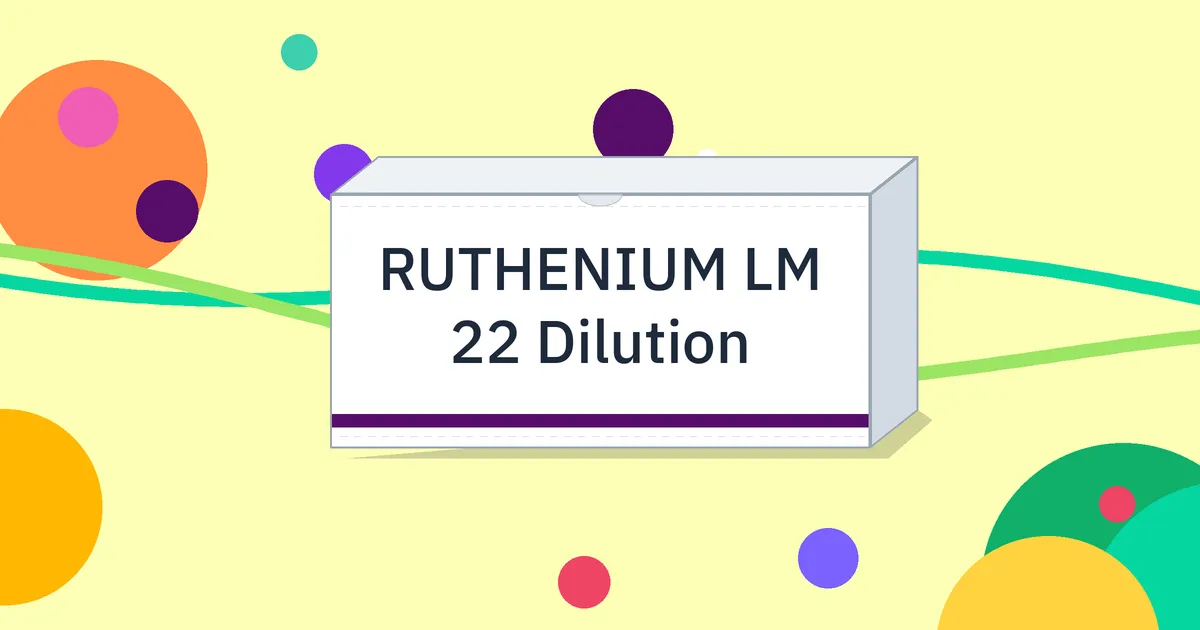 Symbolbild: Packung mit der Aufschrift RUTHENIUM LM 22 Dilution (PZN 13174256) – Verfügbarkeit und Bezug in Apotheken in Frankfurt am Main