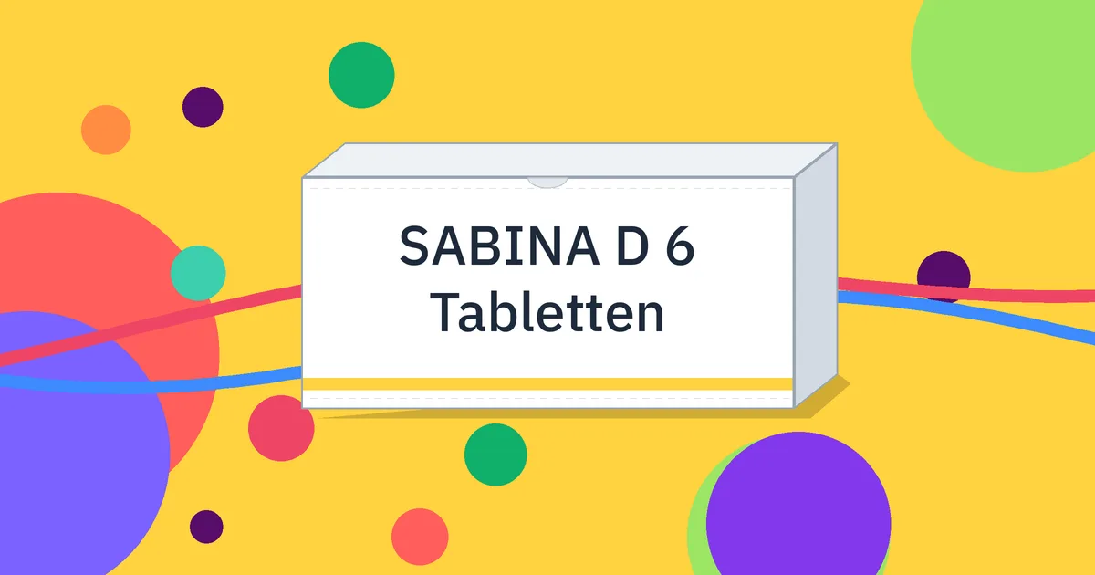 Symbolbild: Packung mit der Aufschrift SABINA D 6 Tabletten (PZN 02635702) – Verfügbarkeit und Bezug in Apotheken in Frankfurt am Main