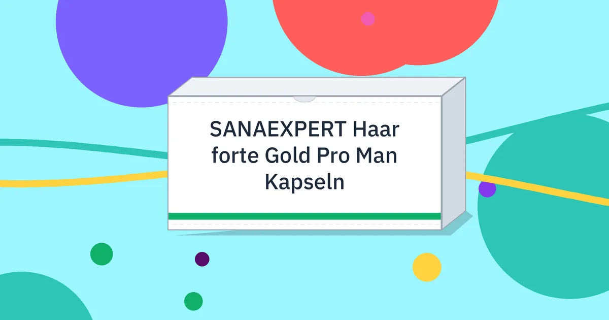 Symbolbild: Packung mit der Aufschrift SANAEXPERT Haar forte Gold Pro Man Kapseln (PZN 20177551) – Verfügbarkeit und Bezug in Apotheken in Frankfurt am Main