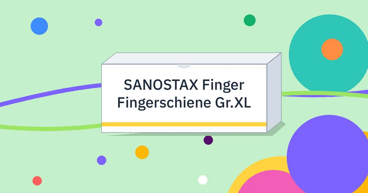 Symbolbild: Packung mit der Aufschrift SANOSTAX Finger Fingerschiene Gr.XL (PZN 10775920) – Verfügbarkeit und Bezug in Apotheken in Frankfurt am Main
