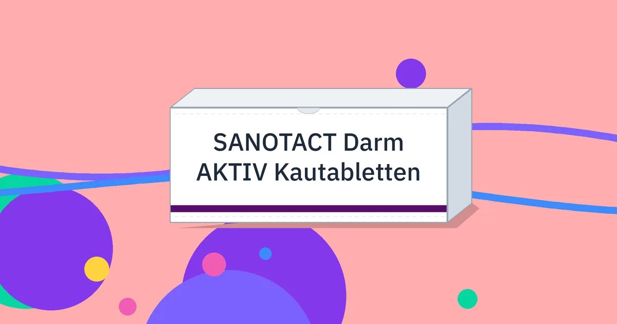 Symbolbild: Packung mit der Aufschrift SANOTACT Darm AKTIV Kautabletten (PZN 19275509) – Verfügbarkeit und Bezug in Apotheken in Frankfurt am Main
