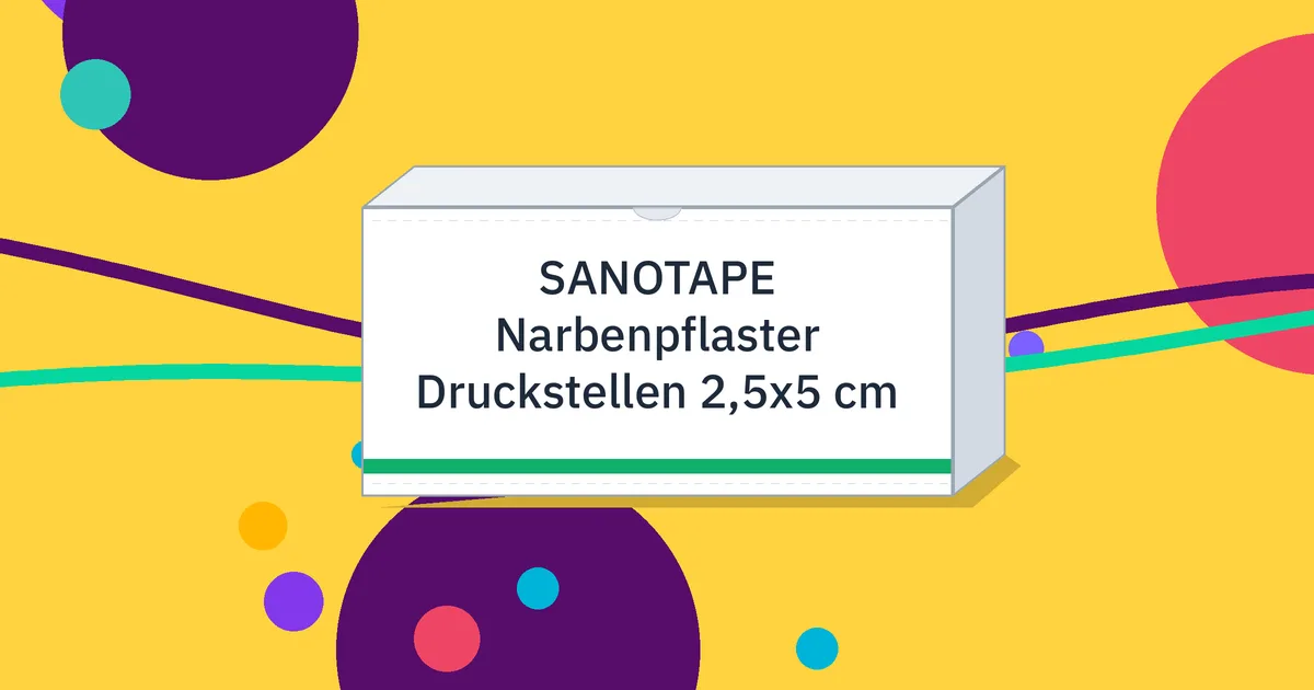 Symbolbild: Packung mit der Aufschrift SANOTAPE Narbenpflaster Druckstellen 2,5x5 cm (PZN 20223216) – Verfügbarkeit und Bezug in Apotheken in Frankfurt am Main