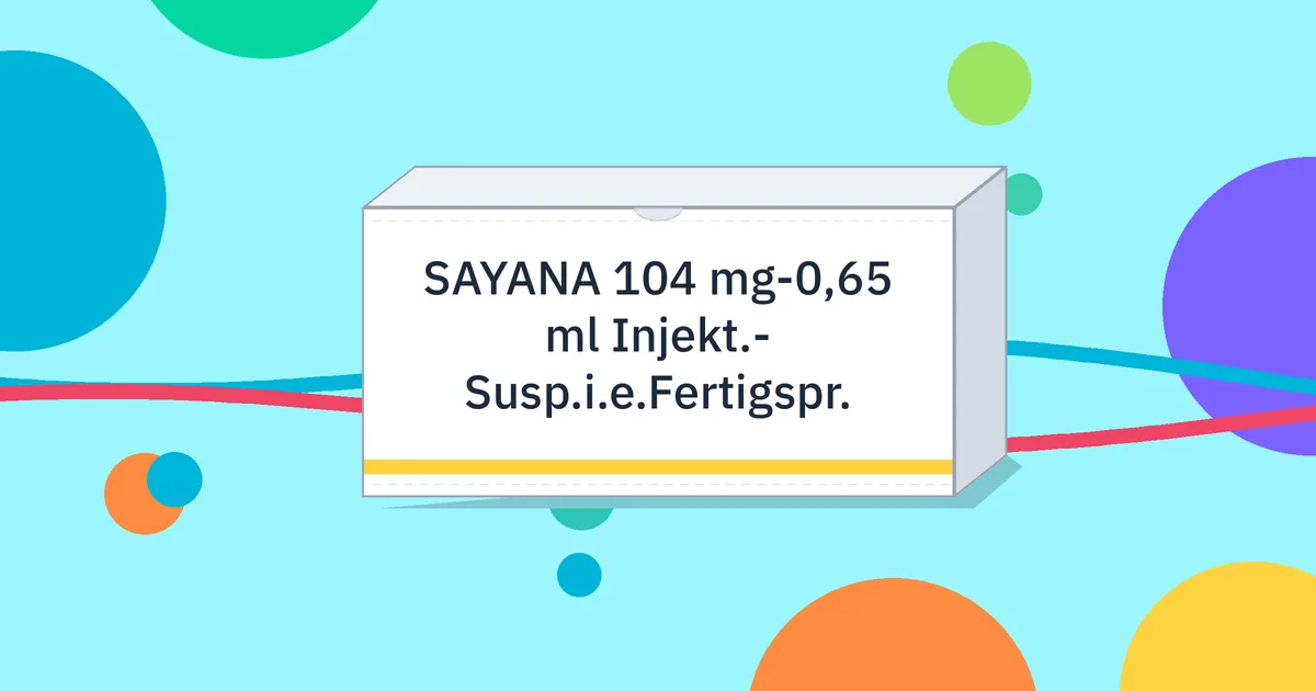 Symbolbild: Packung mit der Aufschrift SAYANA 104 mg-0,65 ml Injekt.-Susp.i.e.Fertigspr. (PZN 13711518) – Verfügbarkeit und Bezug in Apotheken in Frankfurt am Main
