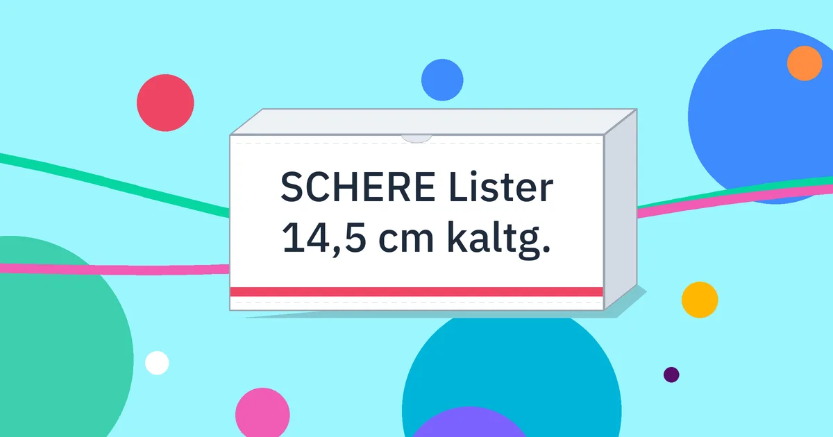 Symbolbild: Packung mit der Aufschrift SCHERE Lister 14,5 cm kaltg. (PZN 01735962) – Verfügbarkeit und Bezug in Apotheken in Frankfurt am Main
