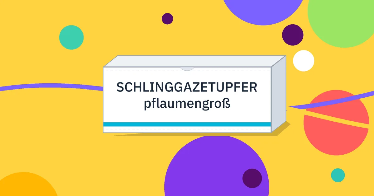 Symbolbild: Packung mit der Aufschrift SCHLINGGAZETUPFER pflaumengroß (PZN 03391142) – Verfügbarkeit und Bezug in Apotheken in Frankfurt am Main