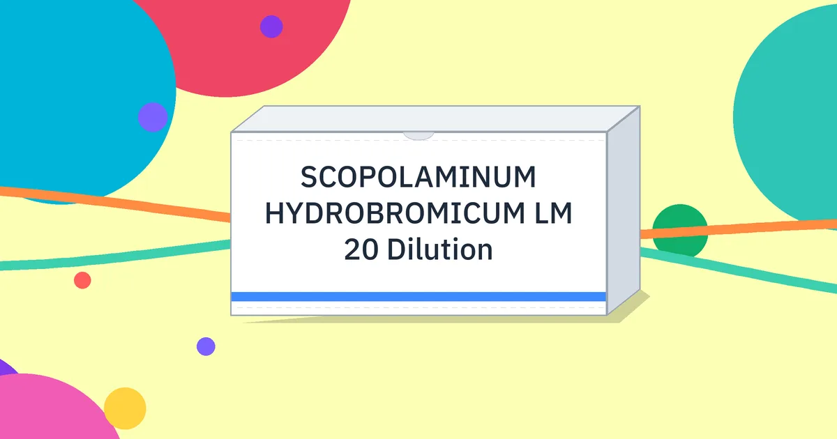 Symbolbild: Packung mit der Aufschrift SCOPOLAMINUM HYDROBROMICUM LM 20 Dilution (PZN 13691299) – Verfügbarkeit und Bezug in Apotheken in Frankfurt am Main
